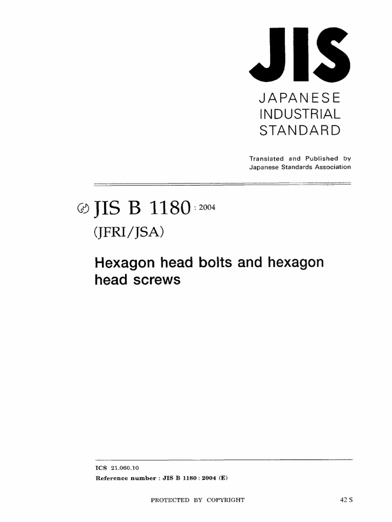 Jis B 1180 2004 Eng PDF | PDF | Screw | Materials
