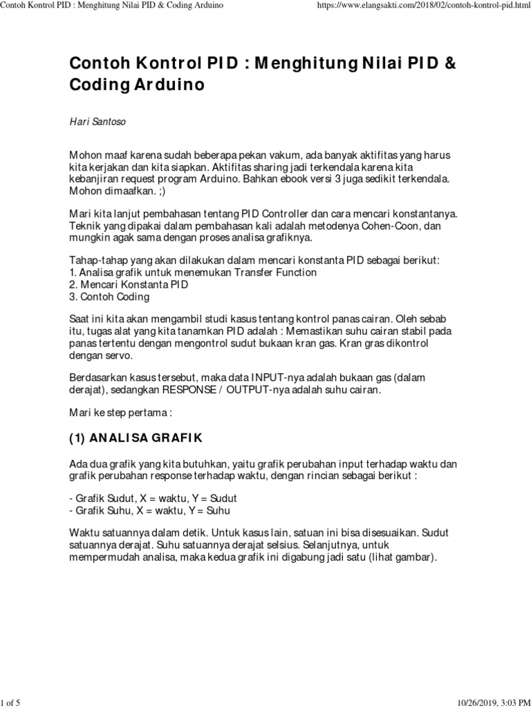 Contoh Kontrol PID - Menghitung Nilai PID & Coding Arduino | PDF
