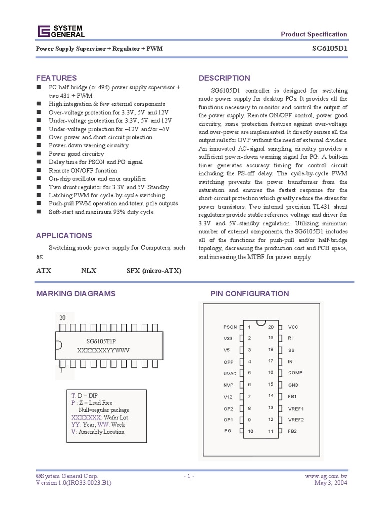 6105 Datasheet | PDF | Electronic Circuits | Power Supply