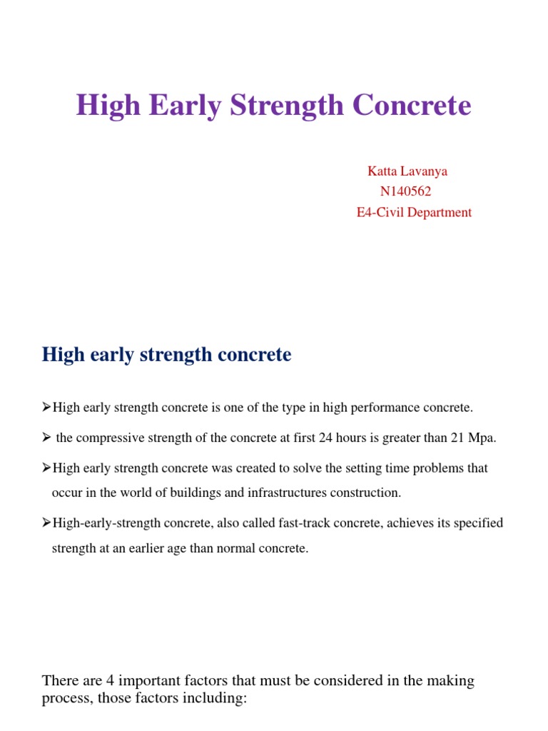 High Early Strength Concrete Overview | PDF | Concrete | Cement