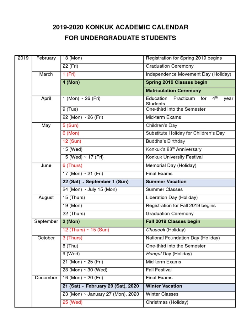 2019 Academic Calendar | PDF | Academic Term | Traditions