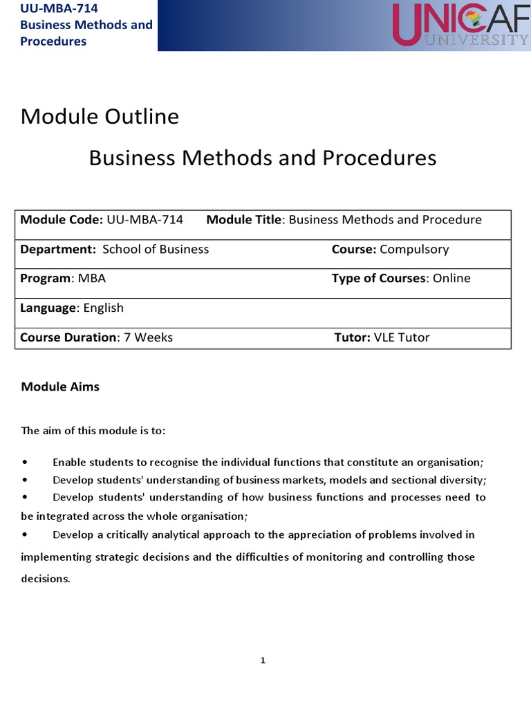 Module Outline | PDF | Business Process | Business