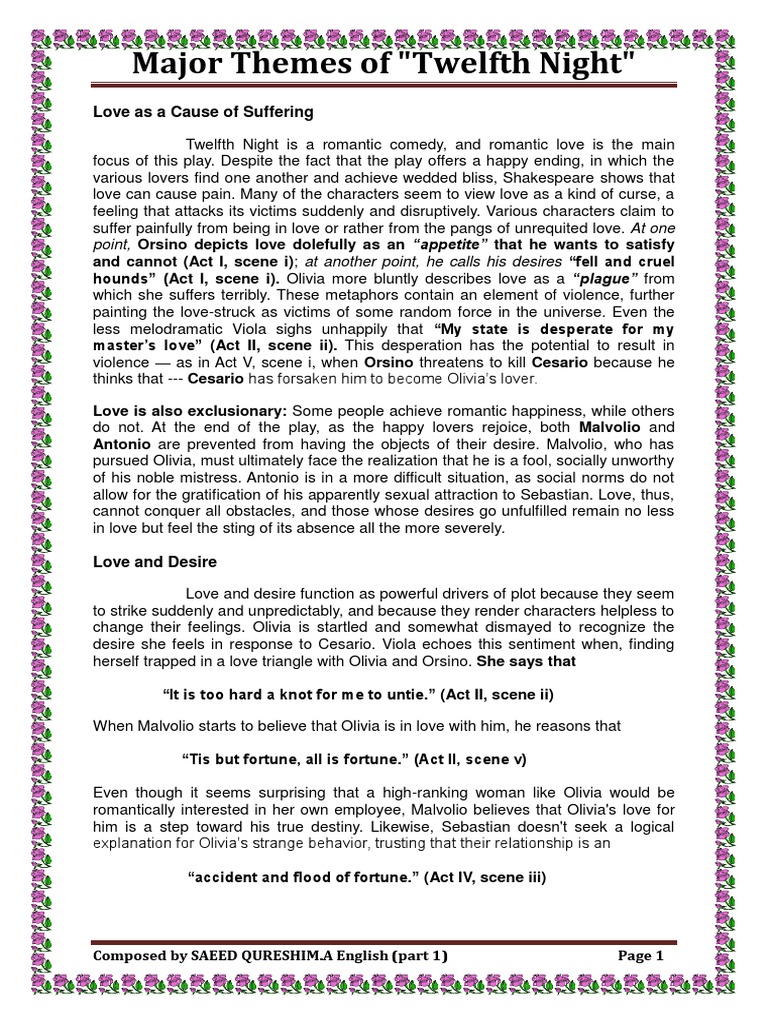 Theme of Twelfth Night | Download Free PDF | Twelfth Night