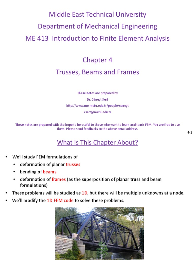 METU FEM Chapter 4 | PDF | Bending | Truss