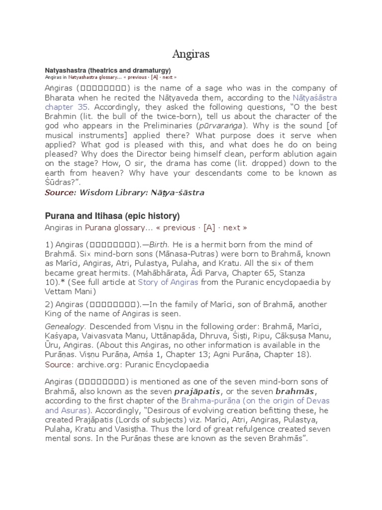 The Many Roles of Angiras in Ancient Hindu Scriptures | PDF | Puranas ...