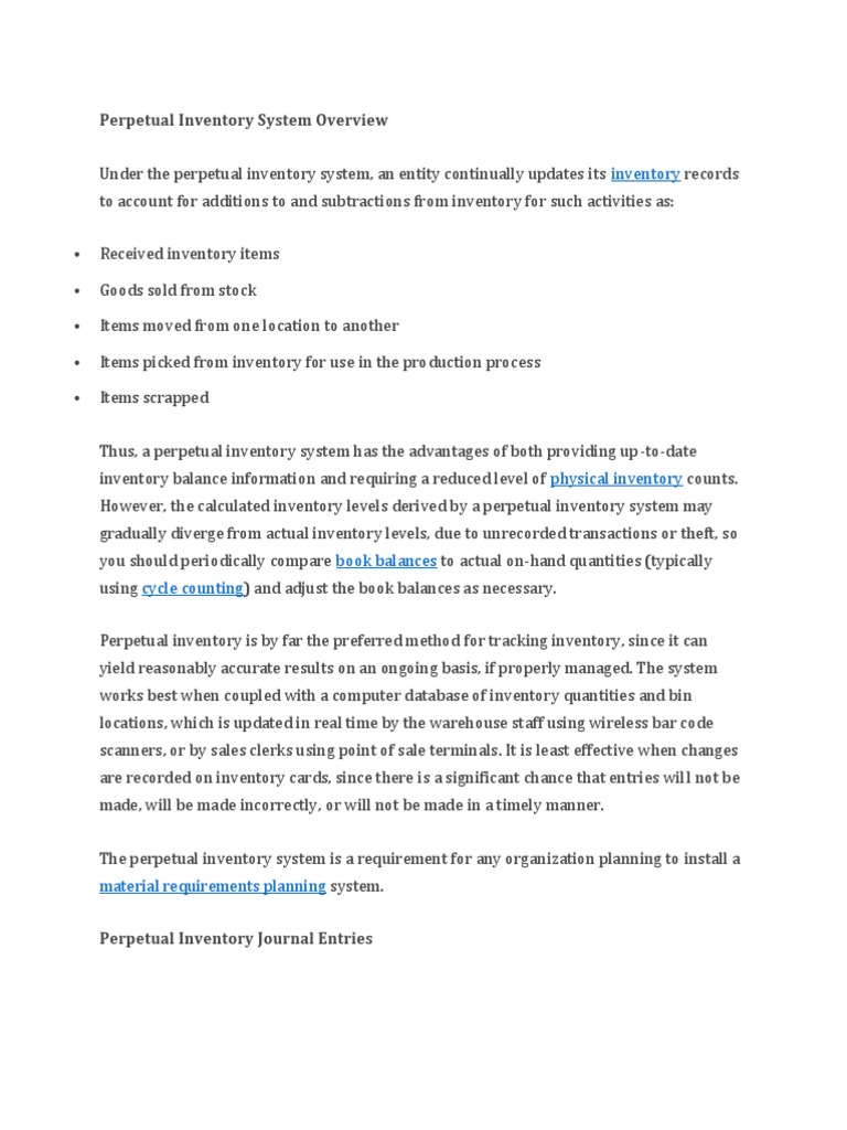 Perpetual Inventory System | PDF | Inventory | Debits And Credits