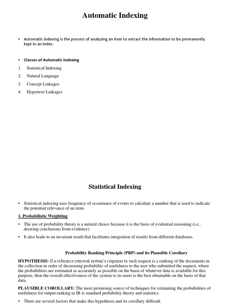 Automatic Indexing | PDF | Statistics | Probability