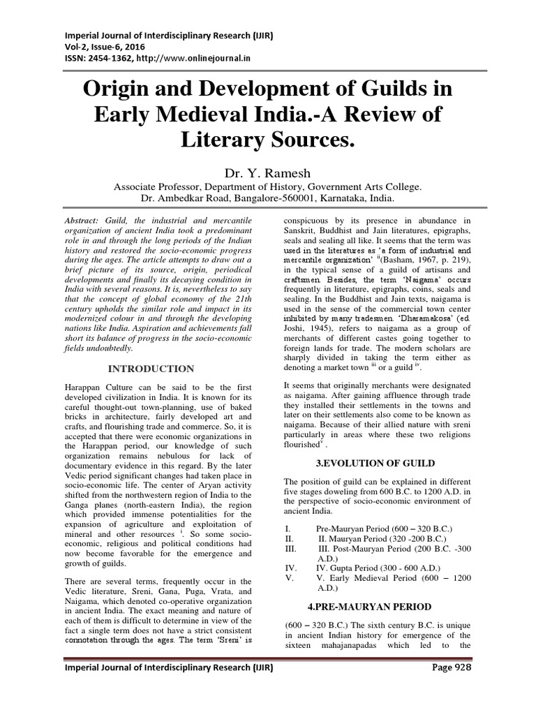 Guilds in Early Mediaeval India | PDF | Guild | Trade