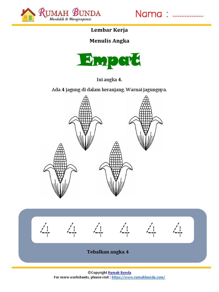 Menulis Angka 4 | PDF