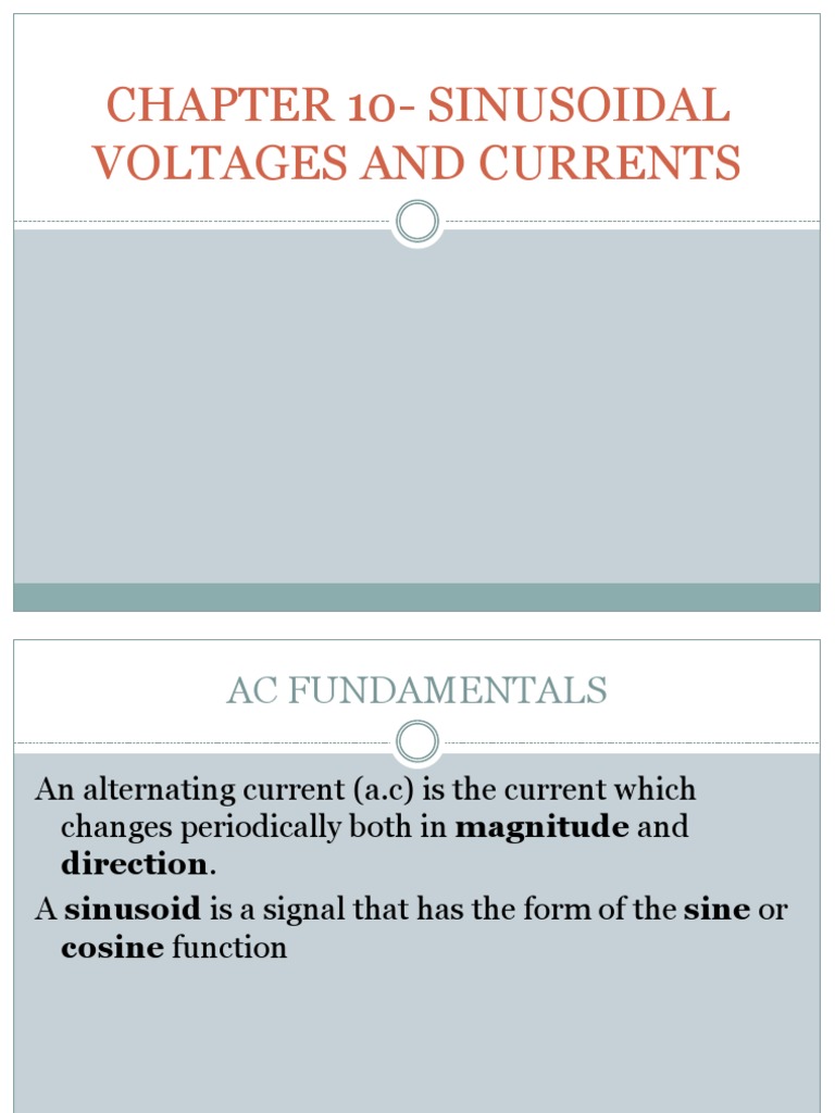 Chapter 10 Sinusoidal Voltages and Currents | PDF | Electromagnetic Induction | Alternating Current