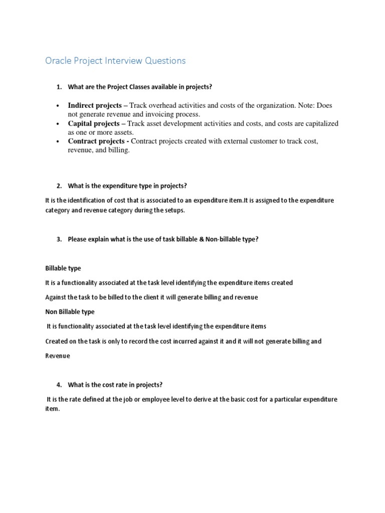 Oracle Project Interview Questions | PDF
