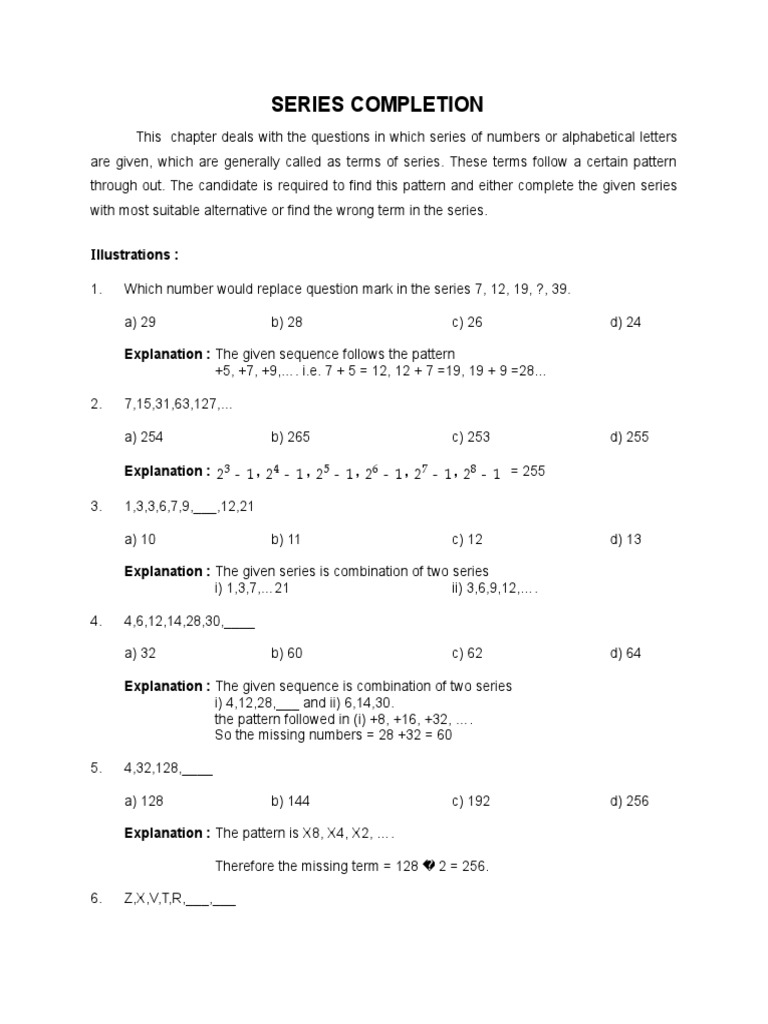 Series Completion | PDF | Punctuation | Typographical Symbols