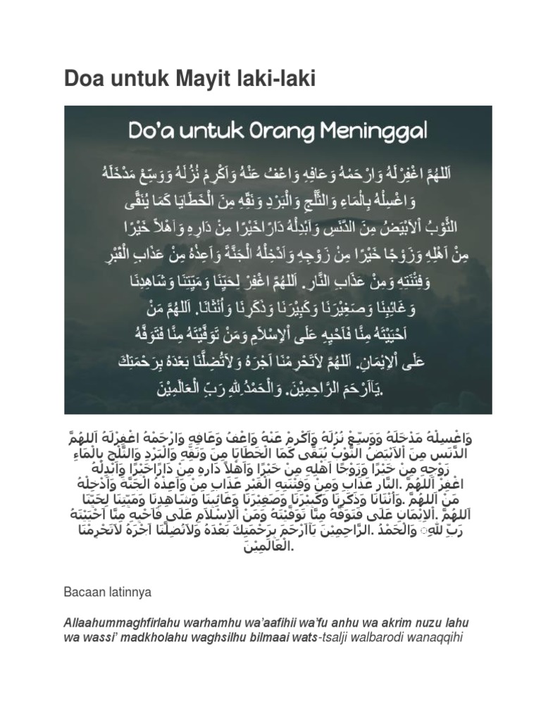 Doa Untuk Mayit Laki | Unduh gratis PDF | Fikih Islam | Agama-agama ...
