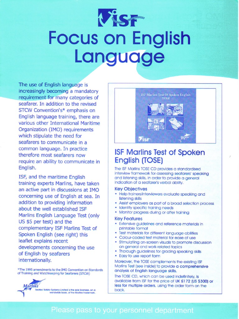 Marlins English Language Test TOSE PDF | PDF