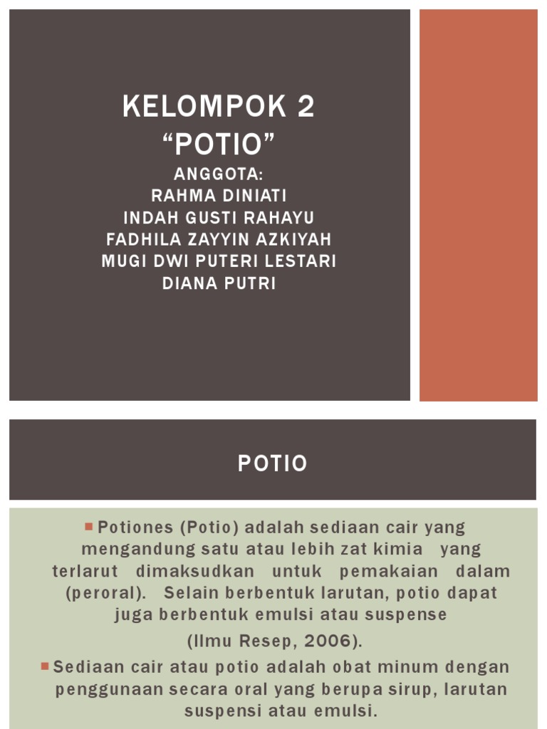 Pengertian dan Jenis Sediaan Potio | PDF