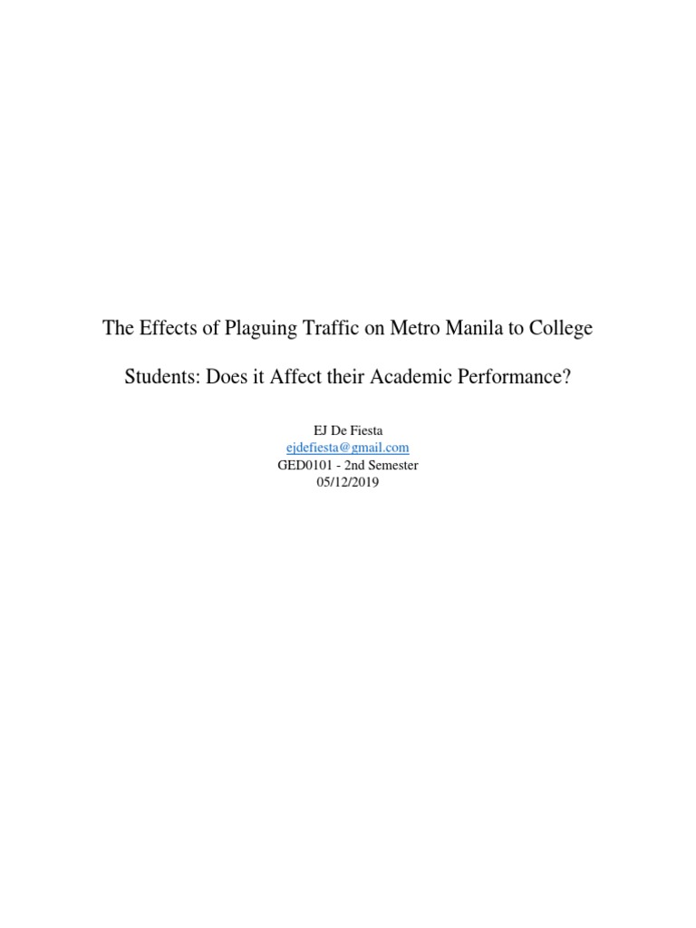 Traffic's Impact on Students' Performance | PDF | Traffic Congestion ...