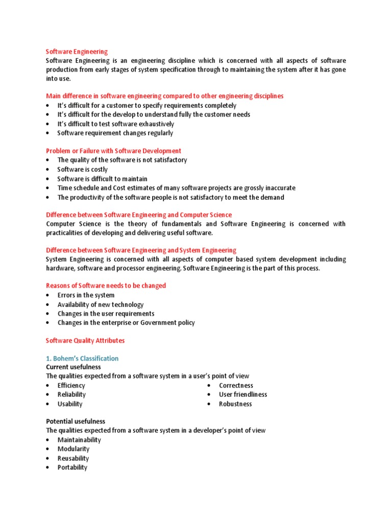 Software Engineering Short Notes | PDF | Software Prototyping ...