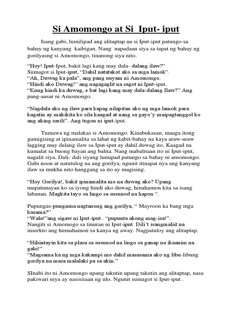 Si Amomongo at Si Iput | PDF