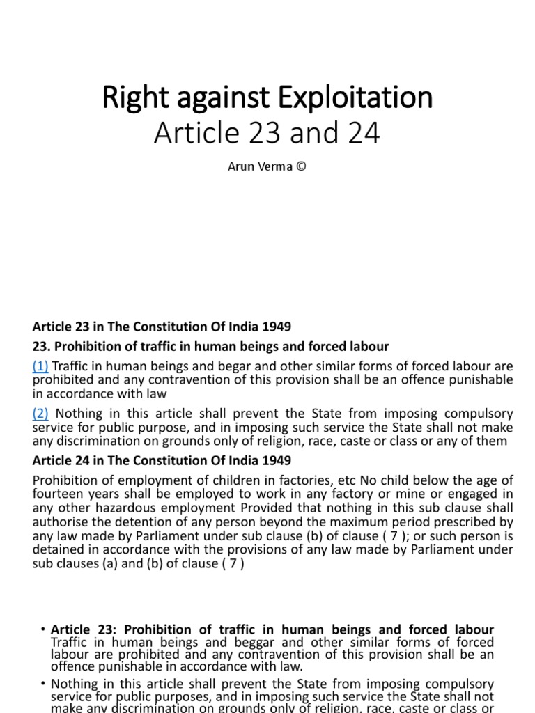 Right Against Exploitation | PDF | Child Labour | Unfree Labour
