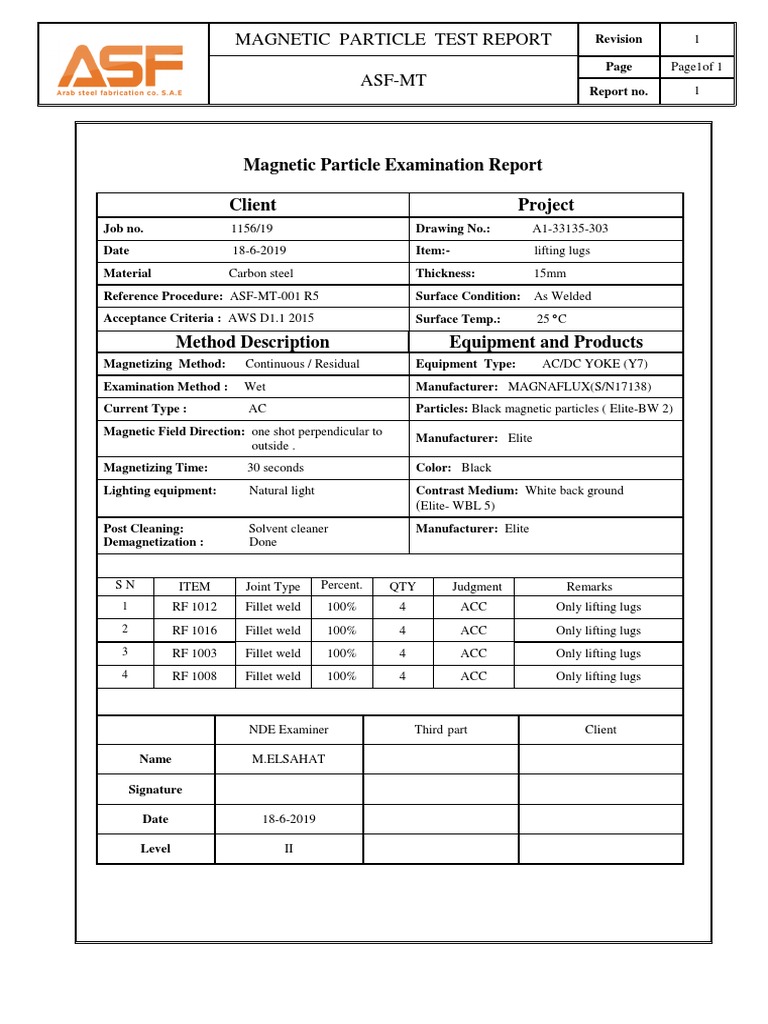 MT Report | PDF | Welding | Construction