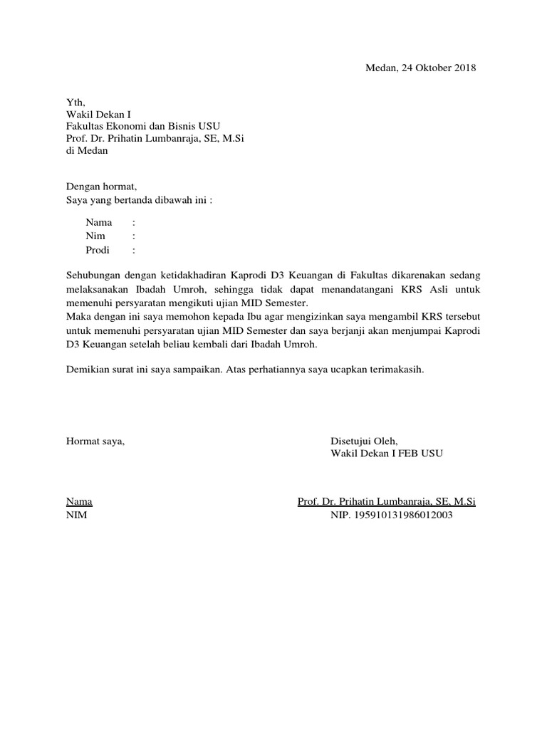 Surat Permohonan Krs | PDF