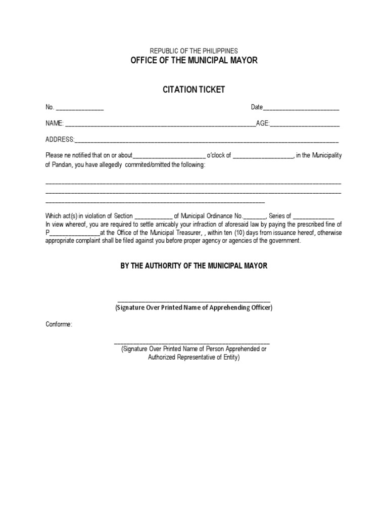 Citation Ticket Sample | PDF