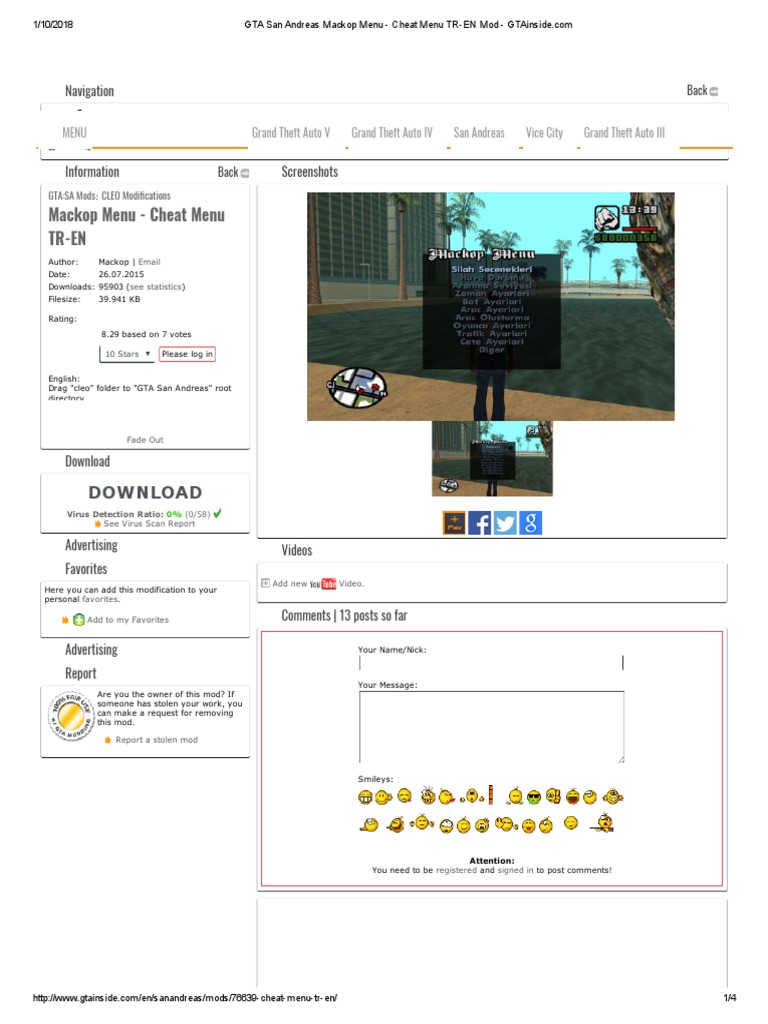 Mackop Cheat Menu for GTA San Andreas | PDF | Computing | Theft