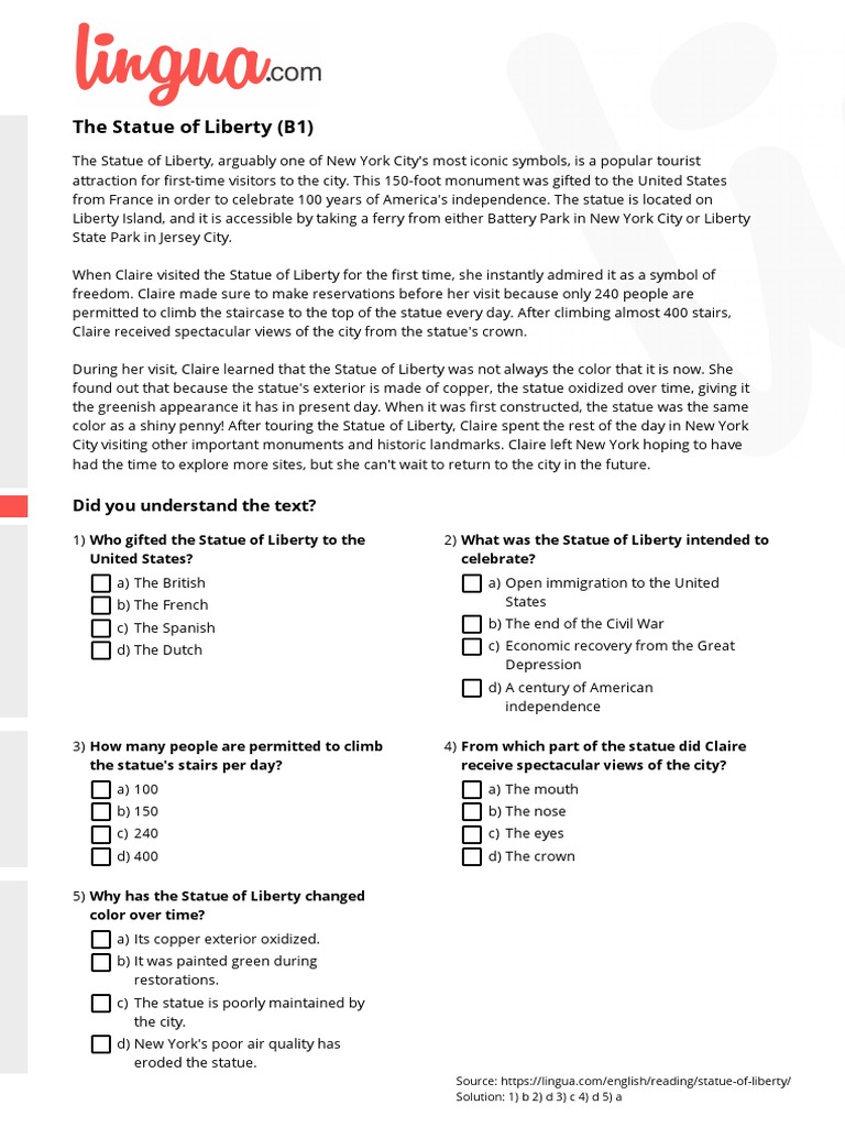 English Text Statue of Liberty | PDF | New York City