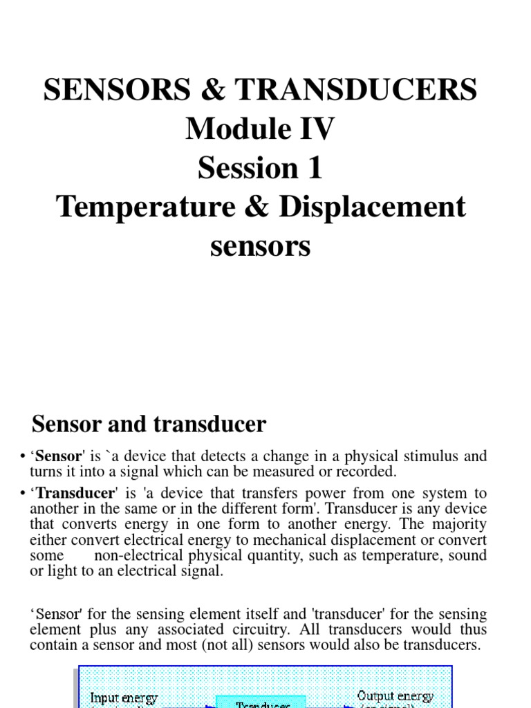 Temperature and Displacement Sensors Overview | PDF | Capacitor ...
