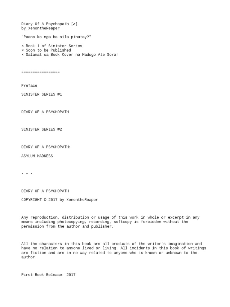 Diary of A Psychopath (-) | PDF