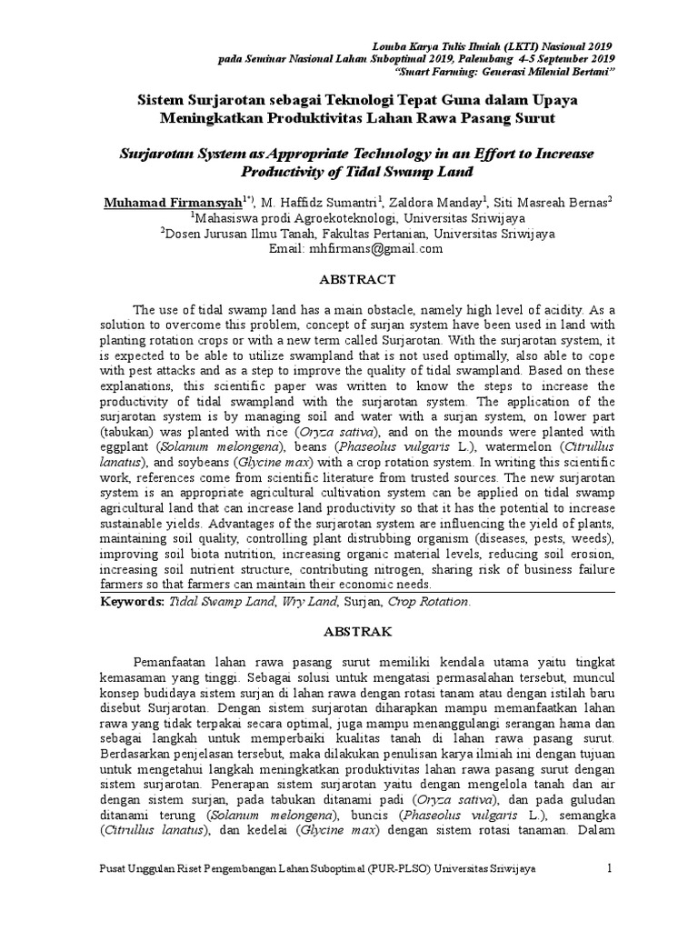 Surjarotan System for Tidal Swamp Farming | PDF | Domesticated Plants ...