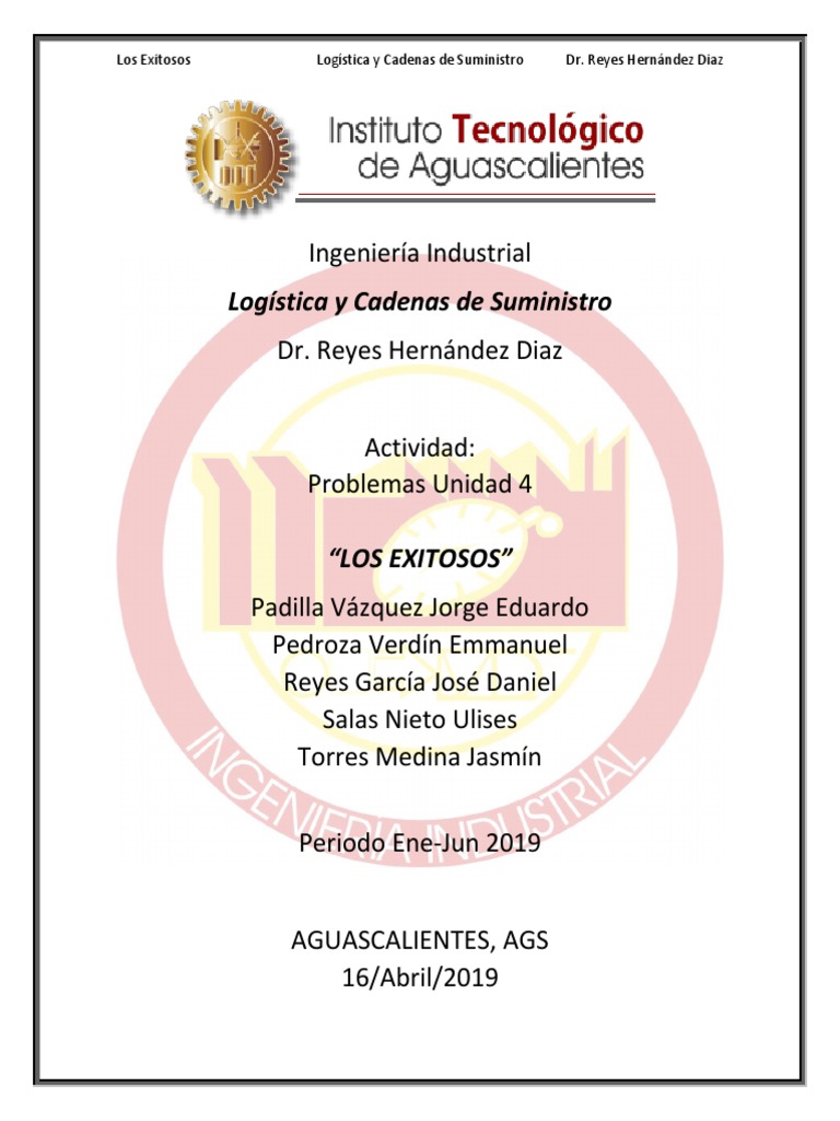 Problemario U4 Los Exitosos | PDF | Logística | Ingeniería