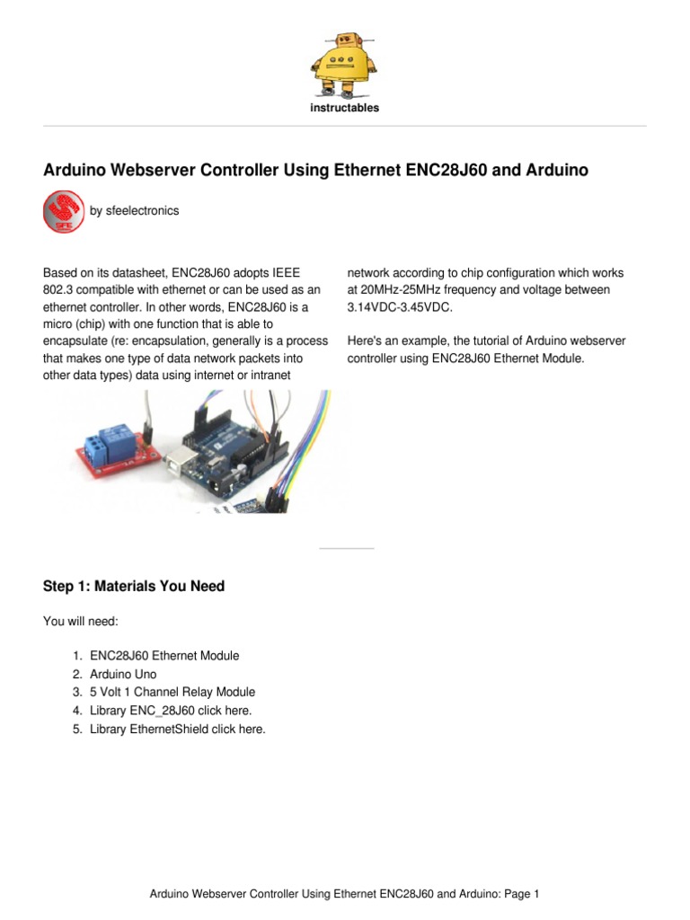 Arduino Webserver Controller Using Ethernet ENC28J | PDF | Web Server | Internet & Web