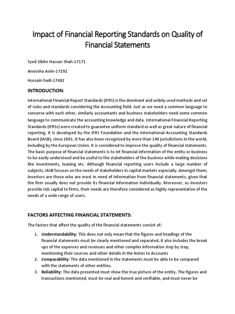 IFRS Impact on Financial Statement Quality | PDF | International ...