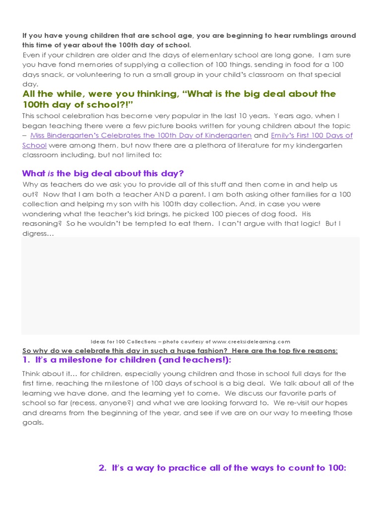 Celebrating 100 Days of School | PDF | Behavior Modification | Learning