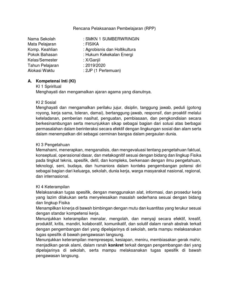 LK 4-RPP HK. Kekekalan Energi | PDF