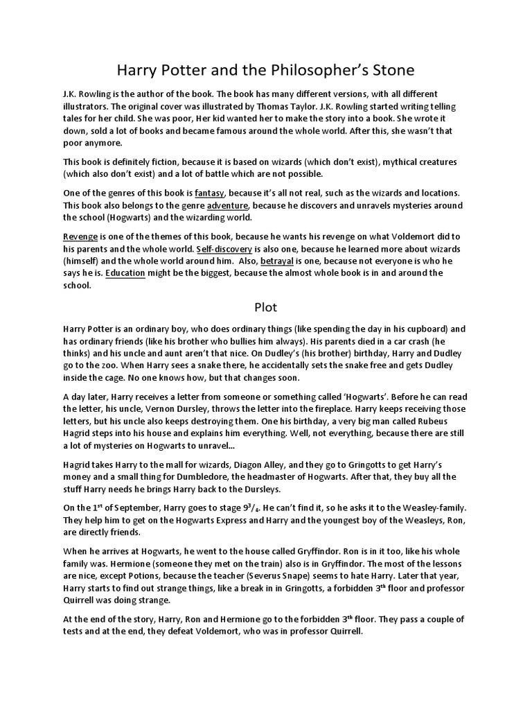 Book Report Harry Potter | PDF | Harry Potter | Fantasy Worlds