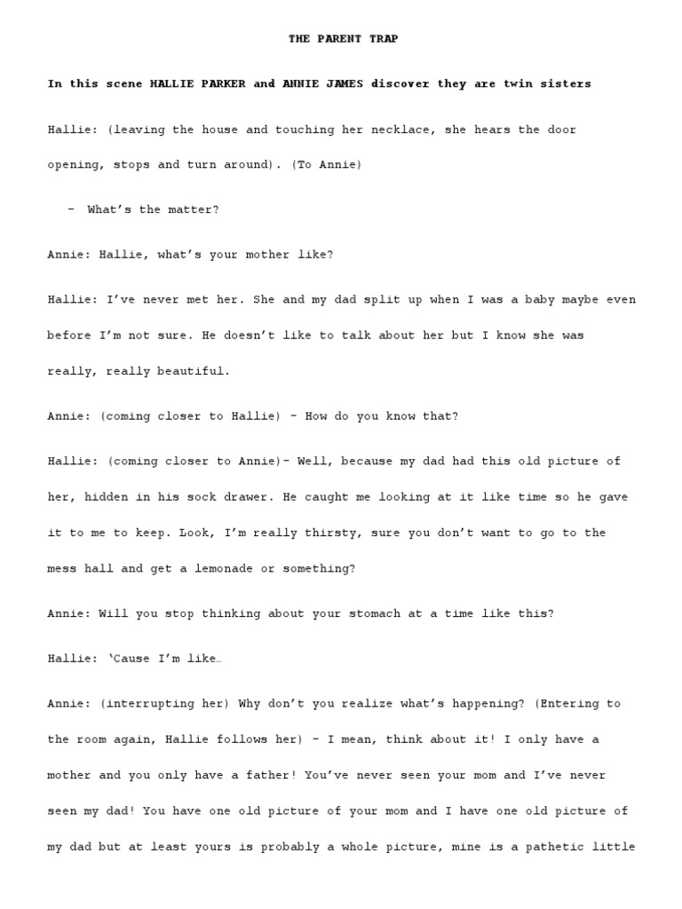 The Parent Trap Script | PDF
