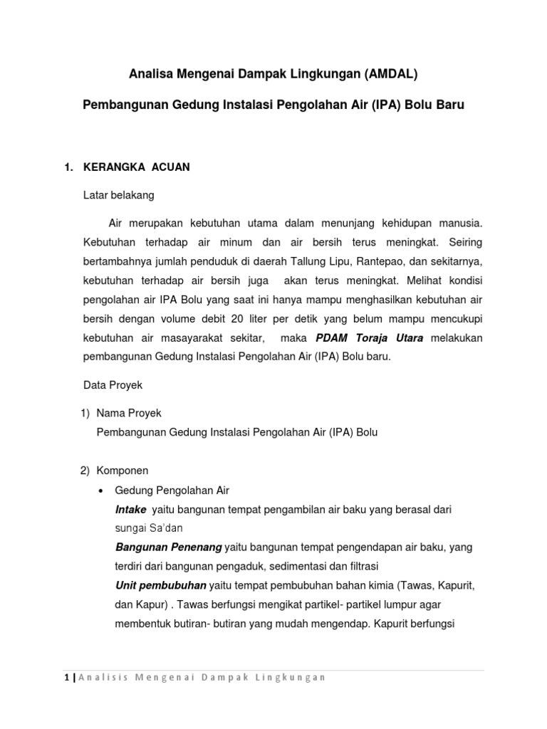 Analisa Mengenai Dampak Lingkungan AMDAL | PDF