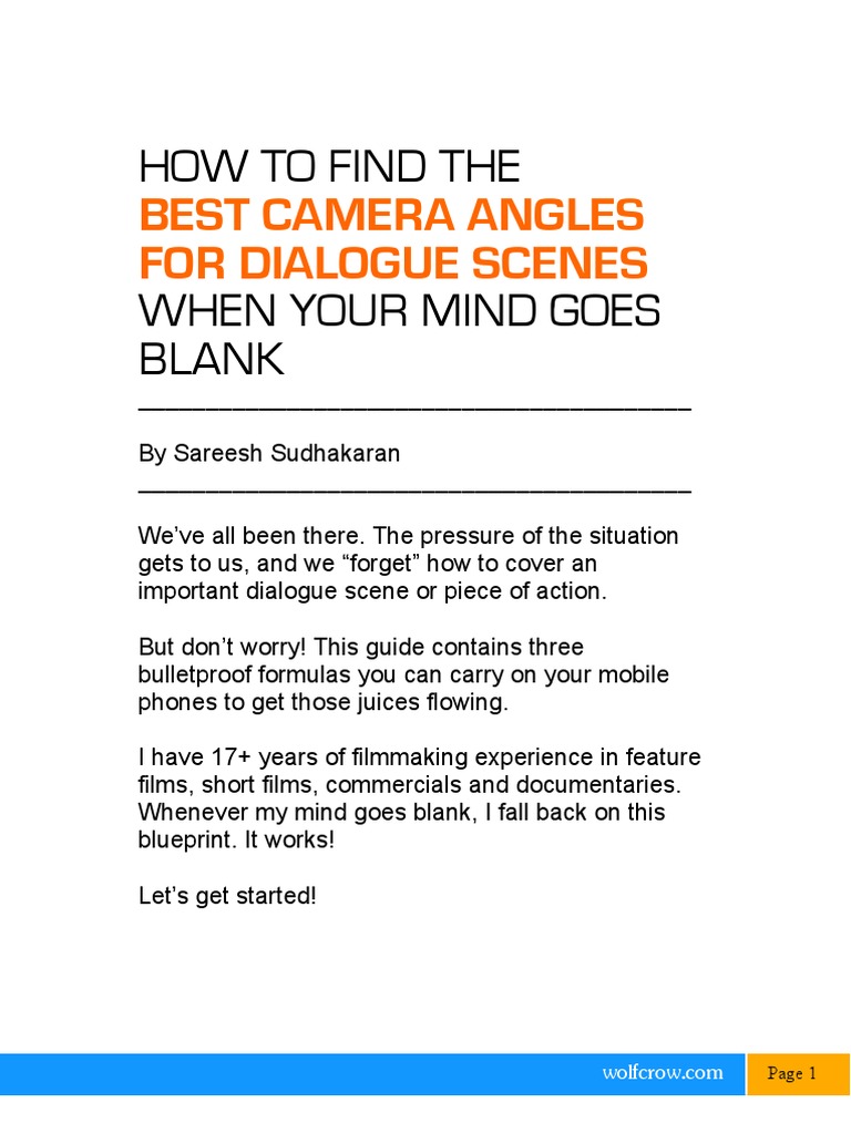 How To Find The Best Camera Angles For Dialogue Scenes | PDF | Close Up ...