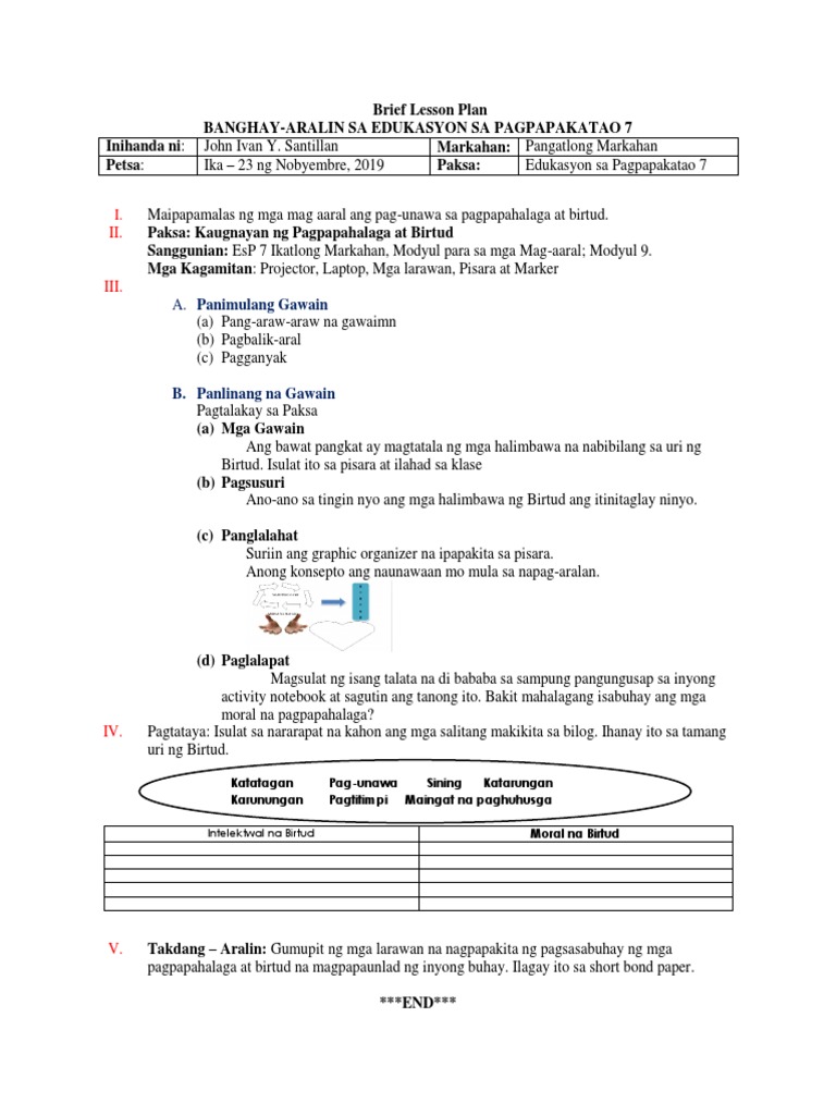 Brief Lesson Plan | PDF