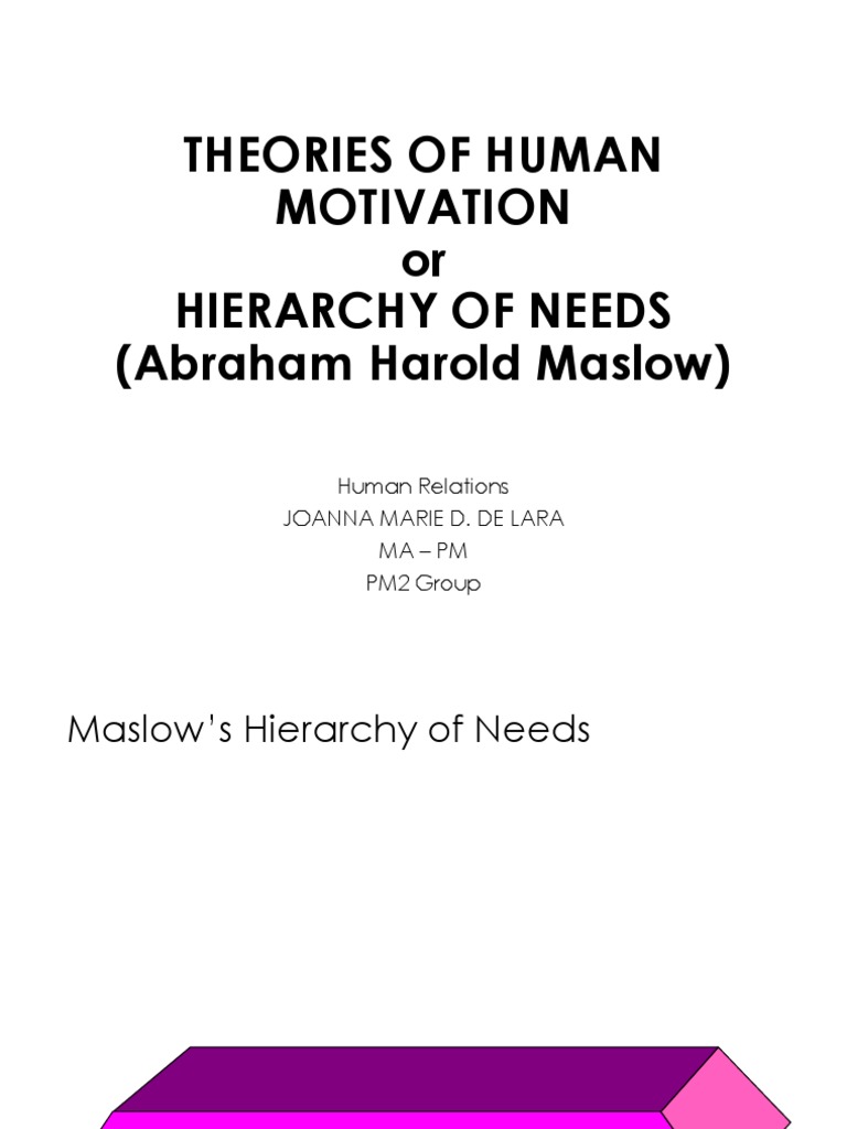 Maslow Theory of Human Motivation | PDF