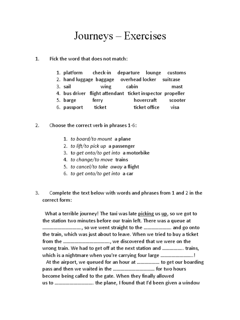 Journeys Exercises | PDF