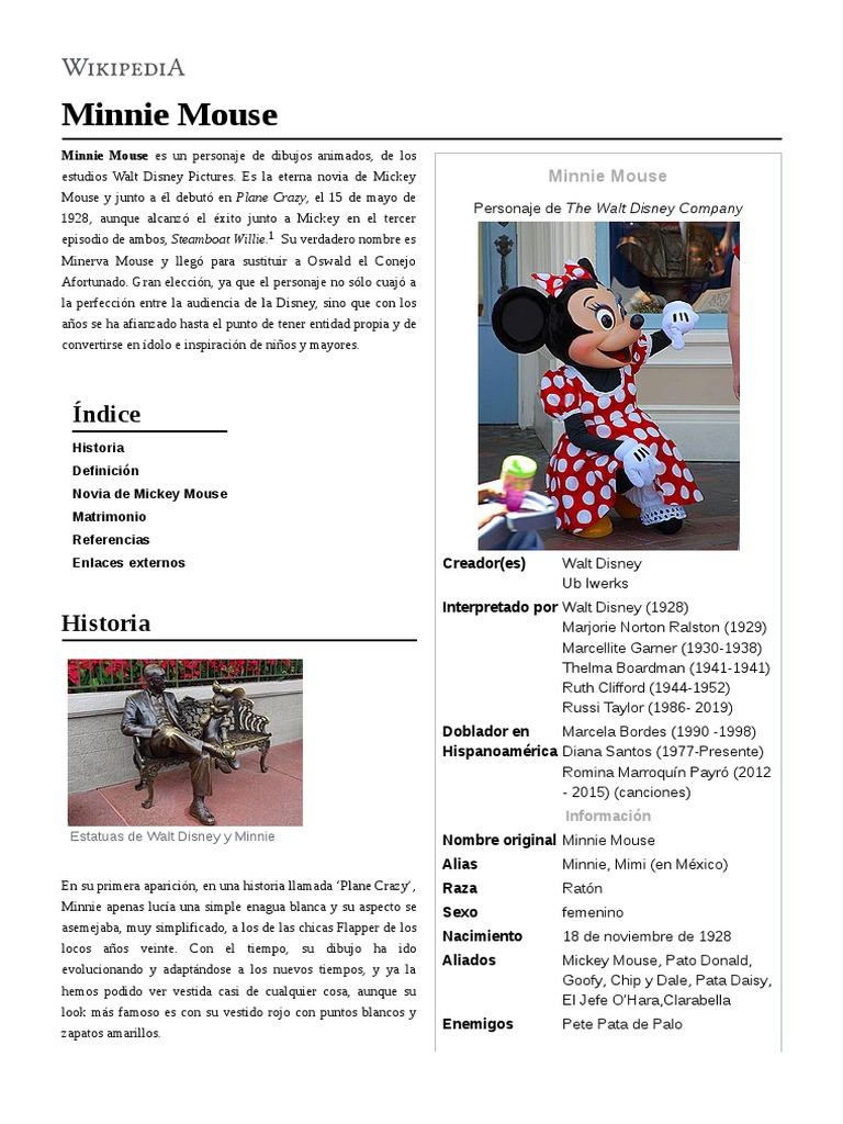 Minnie Mouse | PDF | La compañía Walt Disney | Walt Disney
