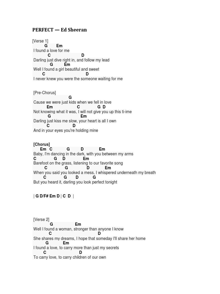 PERFECT - Ed Sheeran LS | PDF | Song Structure | American Songs