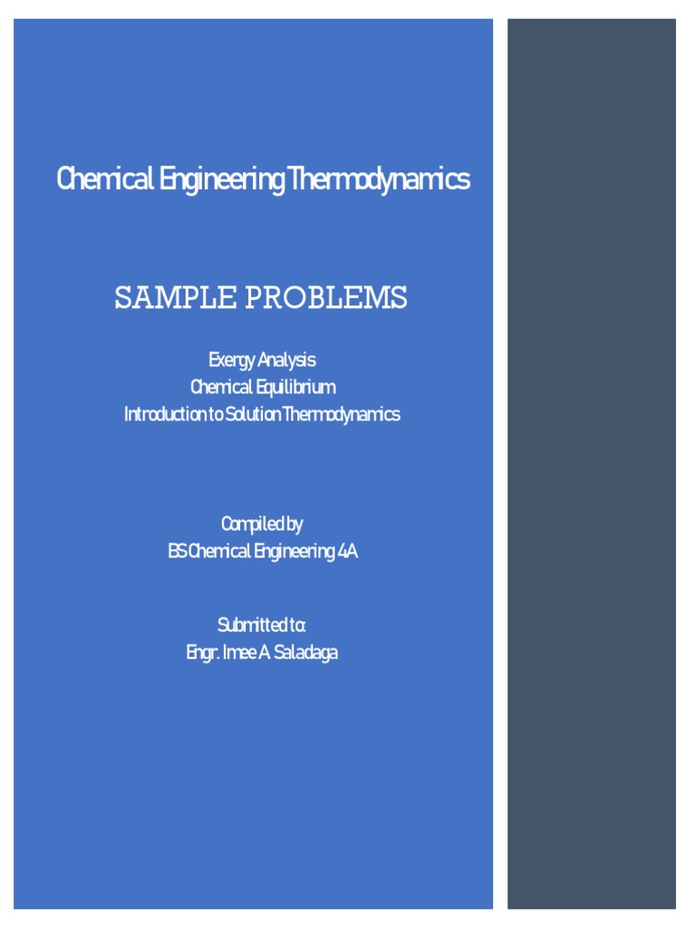 Thermodynamics Sample Problems | PDF | Chemical Equilibrium | Exergy