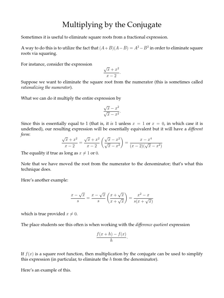 Conjugate PDF | PDF | Fraction (Mathematics) | Mathematical Objects
