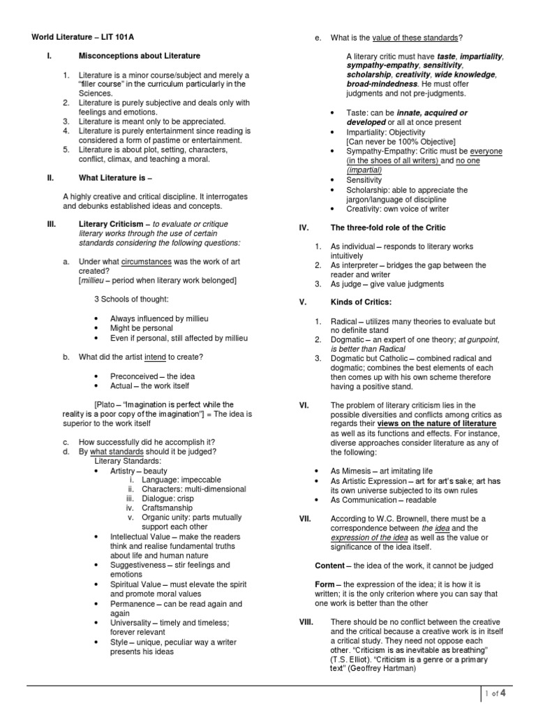 World Lit Reviewer | PDF | Literary Criticism | Idea World Lit Reviewer | PDF | Literary Criticism | Idea