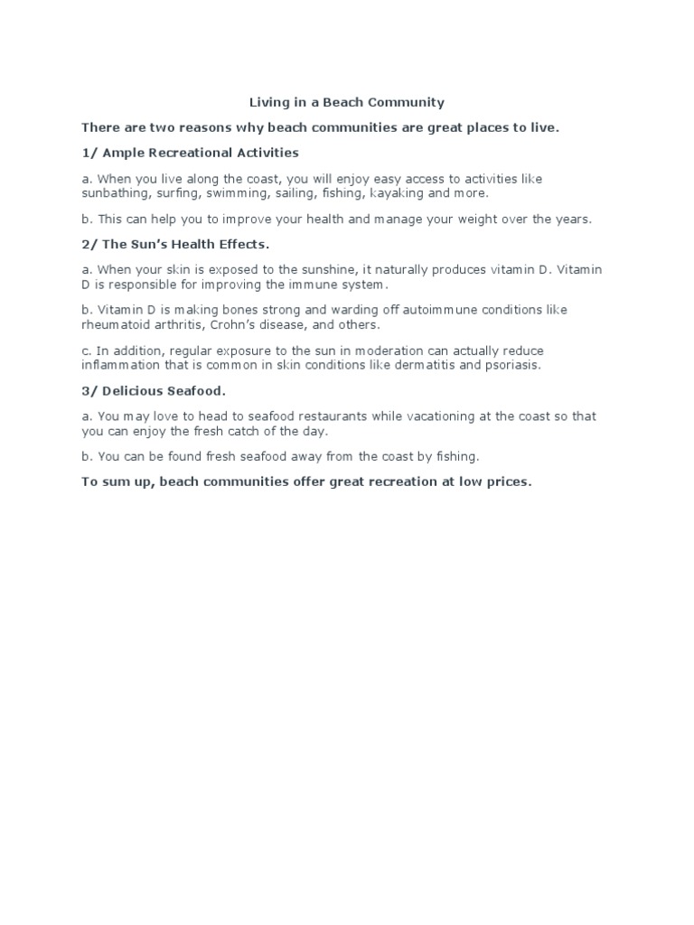 Living in A Beach Community | PDF