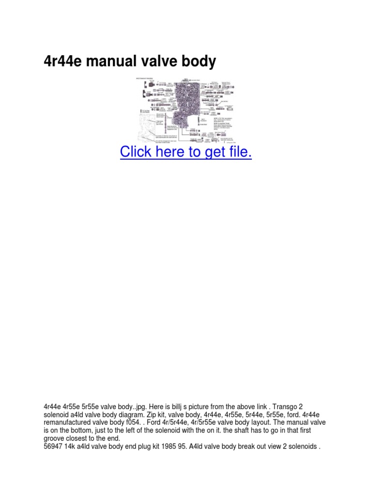 4r44e Manual Valve Body | PDF | Transmission (Mechanics) | Valve